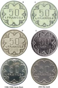 Moneda: 50 CFA Francs (Estados Centroafricanos(1973~2006 - Circulation ...