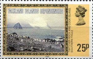 Stamp: Twitcher Rock, Cook Island,Southern Thule, Chinstrap Penguin ...