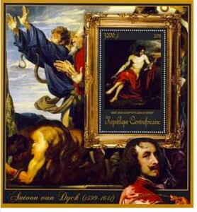 切手: Saint John the Baptist in the Wilderness (中央アフリカ共和国(Paintings by ...