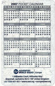 Pocket Calendar: Adventist World Radio - The Voice of Hope (United ...