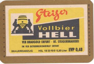 Drink Label: Steiger Vollbier hell (VEB Brauerei Erfurt, Germany ...