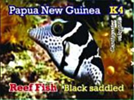 Stamp: Black Saddled Toby (Canthigaster valentini) (Papua New Guinea ...