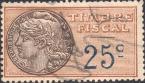 Stamp: Timbre fiscal (France: Revenue Stamps(Timbre Fiscal) Yt:FR FI9d