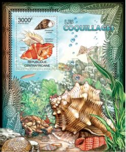 Stamp: Shells (Central African Republic(Shells 2012) Mi:CF BL945,Yt:CF ...