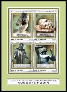 Stamp: 100th Anniversary of the Death of Auguste Rodin (São Tomé and ...