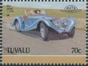 Stamp: Squire 1½ Litre 1934 (Tuvalu) (Cars) Mi:TV 453,Sn:TV 423b,Yt:TV ...