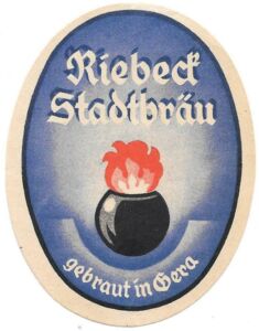 Drink Label: Riebeck Stadtbräu (Riebeckbrauerei Gera, Germany, Democratic Republic (DDR)Col:DD ...