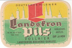 Drink Label: Landskron Pils (VEB Landskron Brauerei Görlitz, Germany ...