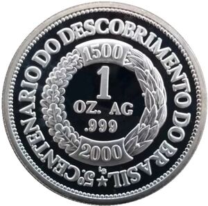 Coin: 1 Ounce (500th Anniversary Discovery of Brazil) (Brazil) (Bullion ...