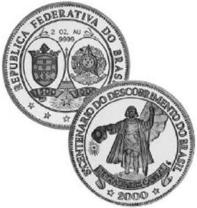 Moneda: 2 Ounce (500th Anniversary Discovery of Brazil) (Brasil(2000 ...