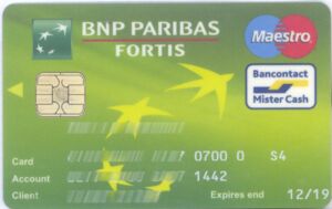 Bank Card: BNP Paribas Fortis Maestro (BNP Paribas Fortis, BelgiumCol ...