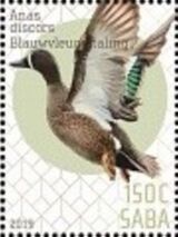 Stamp: Blue-winged Teal (Anas discors) (Saba(Birds of Saba (2019)) Mi ...