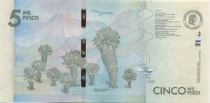 Nota de Banco: 5,000 Pesos (Colômbia(2014-2021 "New Design" Issue) Wor ...