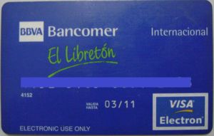 Tarjeta de Banco: Bancomer El Libreton (Bancomer, MéxicoCol:MX-VE-0003.01