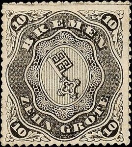 Stamp: Bremen coat of arms (Bremen) (Bremen key in oval) Mi:DE-HB 8B,Sg ...