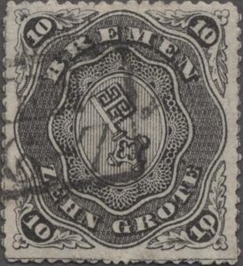Stamp: Bremen coat of arms (Bremen(Bremen key in oval) Mi:DE-HB 8PFII