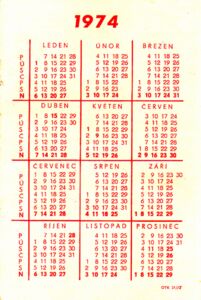 Pocket Calendar: Synthesia (Czechoslovakia(Advertising) Col:CS-1974-Adv-002