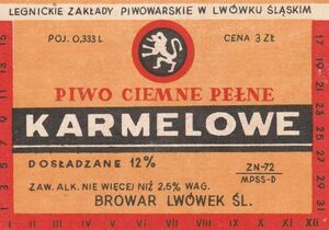 Drink Label: Karmelowe ciemne pelne (Browar Lwówek, PolandCol:PL-BEER ...