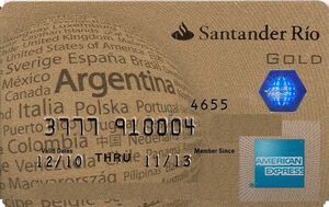 Bank Card: Santander Rio AE (Banco Santander Rio, Argentina) Col:AR-AE-0033