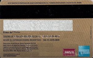 Bank Card: Santander Rio AE (Banco Santander Rio, Argentina) Col:AR-AE-0033