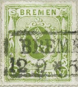 Stamp: Bremen coat of arms (Bremen(Bremen key in ornaments) Mi:DE-HB 9c ...