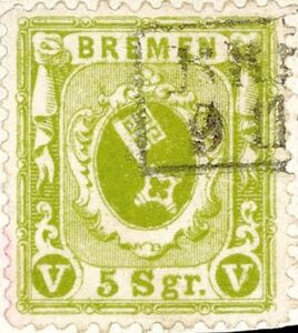 Stamp: Bremen coat of arms (Bremen(Bremen key in ornaments) Mi:DE-HB ...