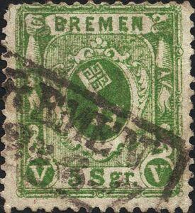 Stamp: Bremen coat of arms (Bremen(Bremen key in ornaments) Mi:DE-HB ...