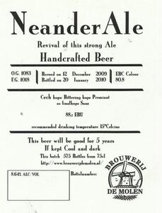 Etiqueta de bebida: Neander Ale (Brouwerij de Molen, Países BajosCol:NL ...