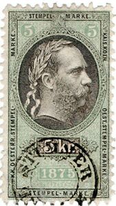 Stamp: Stempel Marke 1875 5kr (Austria: Revenue Stamps(Revenues ...