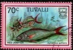 Stamp: Rusty Jobfish (Aphareus rutilans) (Tuvalu(Fishes (1997)) Mi:TV ...