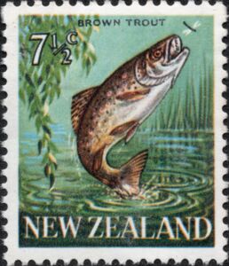 Stamp: Brown Trout (Salmo trutta) (New Zealand(Pictorial Definitives ...