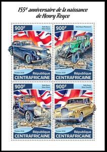 切手: 155th Anniversary of the Birth of Henry Royce (中央アフリカ共和国(Henry ...