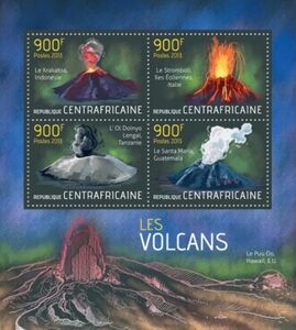 Stamp: Volcanos (Central African Republic(Volcanoes 2013) Mi:CF 4435 ...