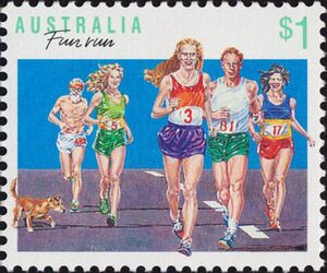 Stamp: Fun Run - P(14 x 14.40) (Australia(Sports) Mi:AU 1186A,Sn:AU ...