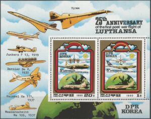 Briefmarke: Anniversary of the first post-war flight Lufthansa ...