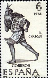 Stamp: 'El Chasqui', Inca Postal Runner (Spain(Explorers and Colonizers ...
