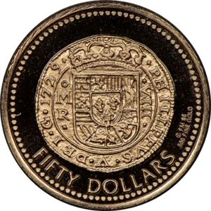Coin: 50 Dollars (Treasures of Pre-Columbian Cultures. Spanish Colonial ...