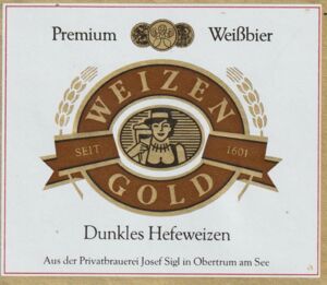 Drink Label: Weizen Gold dunkles Hefeweizen (Brauerei Josef Sigl ...