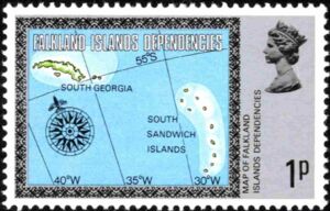 Stamp: Map of South Georgia and South Sandwich (Falkland Islands ...
