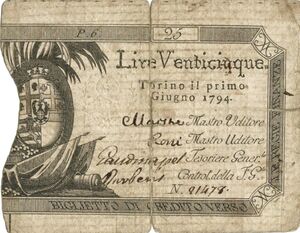 Banknote: 25 Lire (Italian States(Specialized Issues Kingdom of ...