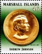 Stamp: Andrew Johnson (Marshall Islands(Medals) Mi:MH 3139,Sn:MH 1060q ...