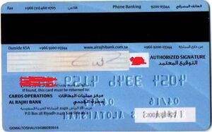Bank Card: AL Rajhi (Al Rajhi Bank, Saudi ArabiaCol:SA-VI-0004