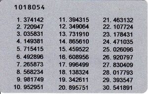 Bank Card: Internet Banking Code Card (SEB Pank, EstoniaCol:EE-GM-0053.03