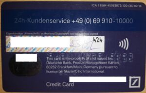 Bank Card: Deutshche Bank (Deutsche Bank, Germany, Federal RepublicCol ...