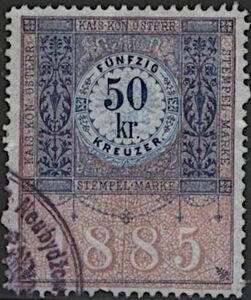 Stamp: Stempel Marke 1885 50kr (Austria: Revenue Stamps(Revenues ...