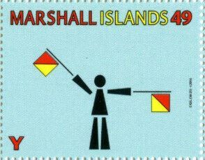 Stamp: Semaphore Symbol "Y" (Marshall Islands(Semaphore Symbols) Mi:MH ...