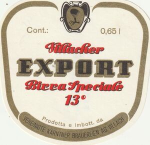 Etiqueta de bebida: Villacher Export (Brauerei Villach, AustriaCol:AT ...