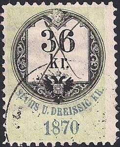 Briefmarke: Stempel Marke 1870 36kr (Österreich: Steuermarken(Revenues ...