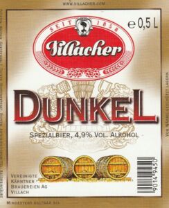 Drink Label: Villacher dunkel (Brauerei Villach, AustriaCol:AT-BEER-006651