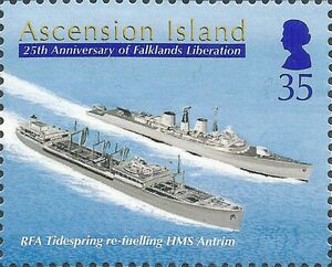 Stamp: RFA Tidespring re-fuelling HMS Antrim (Ascension Island) (25th ...